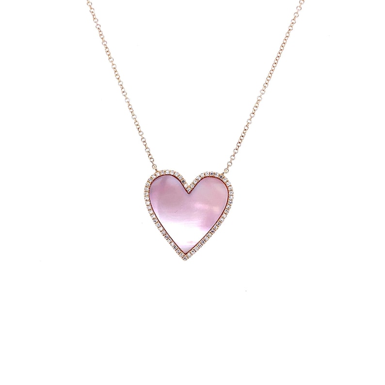 Pink Pearl, Diamond & Gold Heart Necklace - Etsy