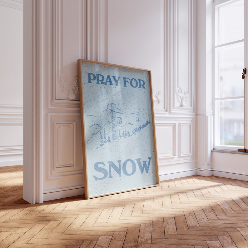 Pray for Snow Print, Digital Print, Ski, Preppy, Boho-chic, Ski Girl ...