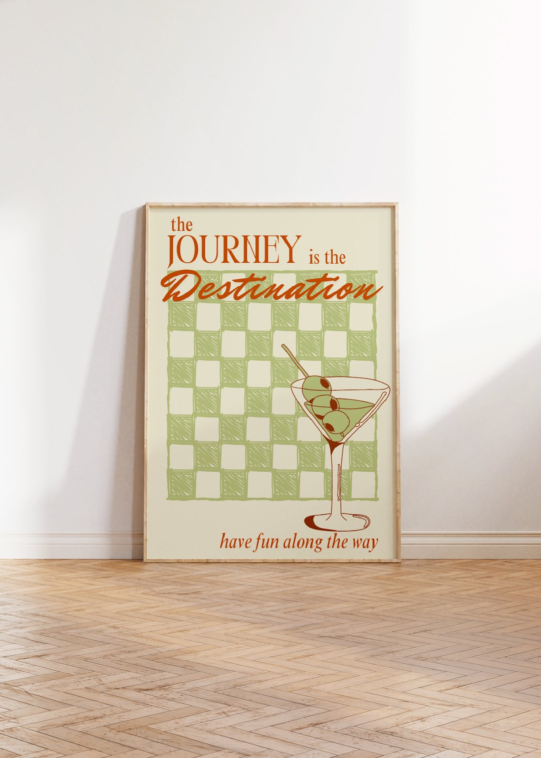 Retro Art Prints, Motivational, Embrace the Journey, Green Quote Print ...