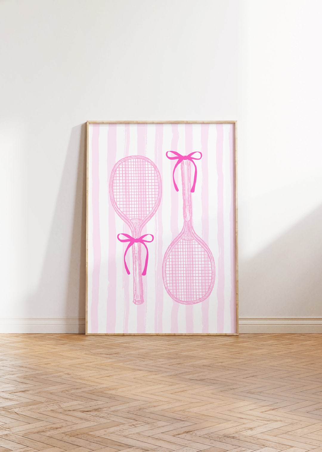Tennis Prints Country Club Pink Tennis Racket Print Cute Bow Tennis ...