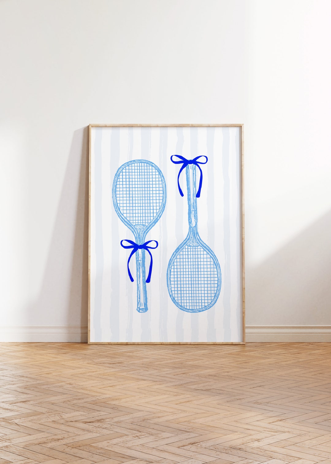 Tennis Prints Country Club Blue Wall Art Tennis Racket Print Cute Bow ...