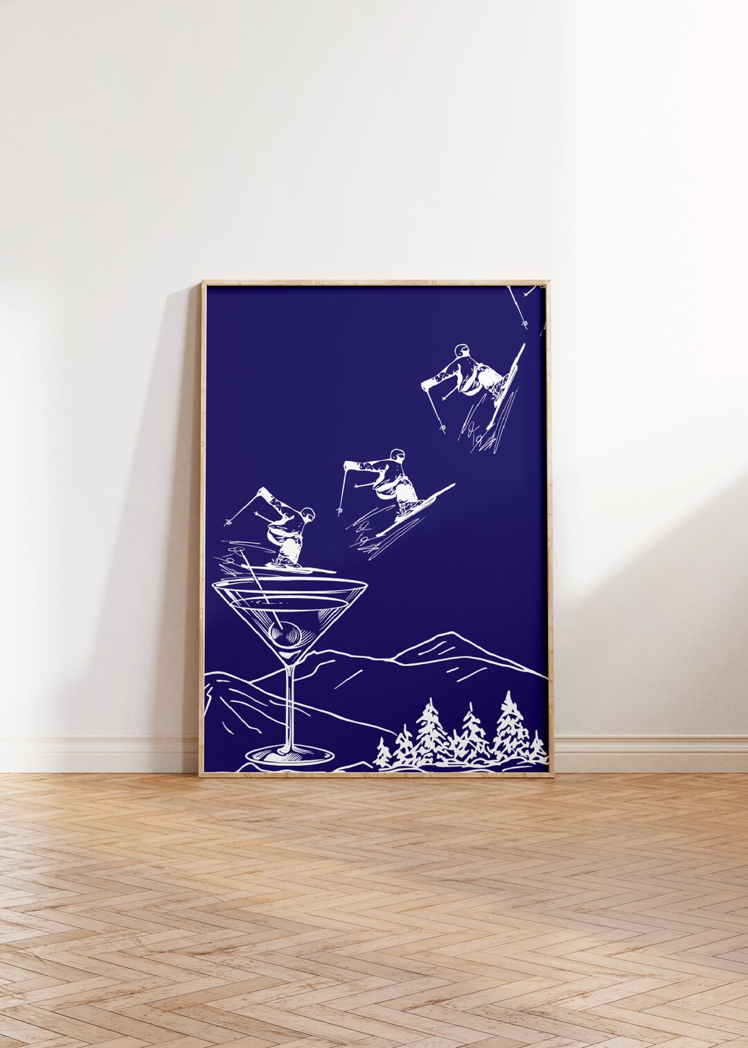 Ski Wall Art, Apres Ski, Martini Glass, Retro Winter Prints, Digital ...
