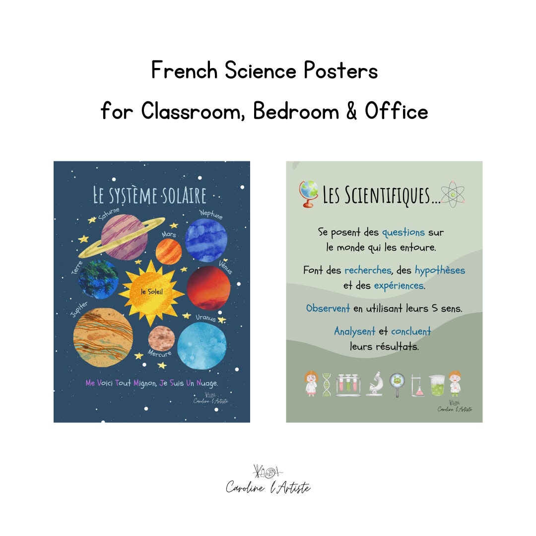 2 French Science Posters Set, Elementary School Classroom, Kids Bedroom ...