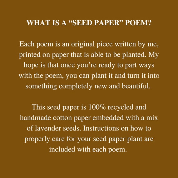 Bucket List Seed Paper Poem Print, Art, Gift, Anniversary, Wedding ...