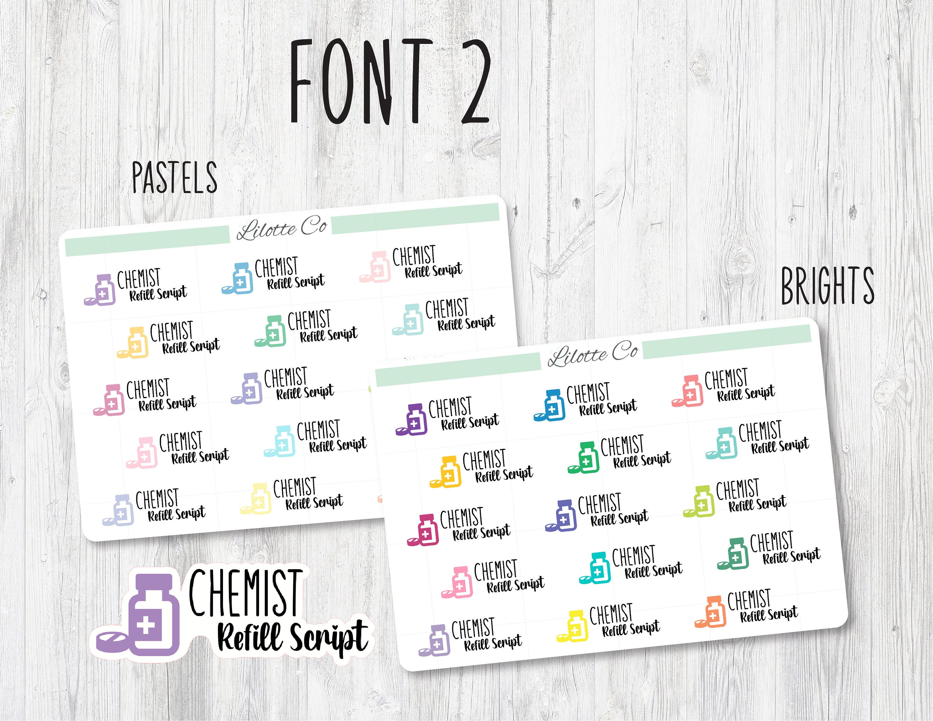 Chemist Refill Scripts Icon Reminder Stickers Prescription - Etsy Australia