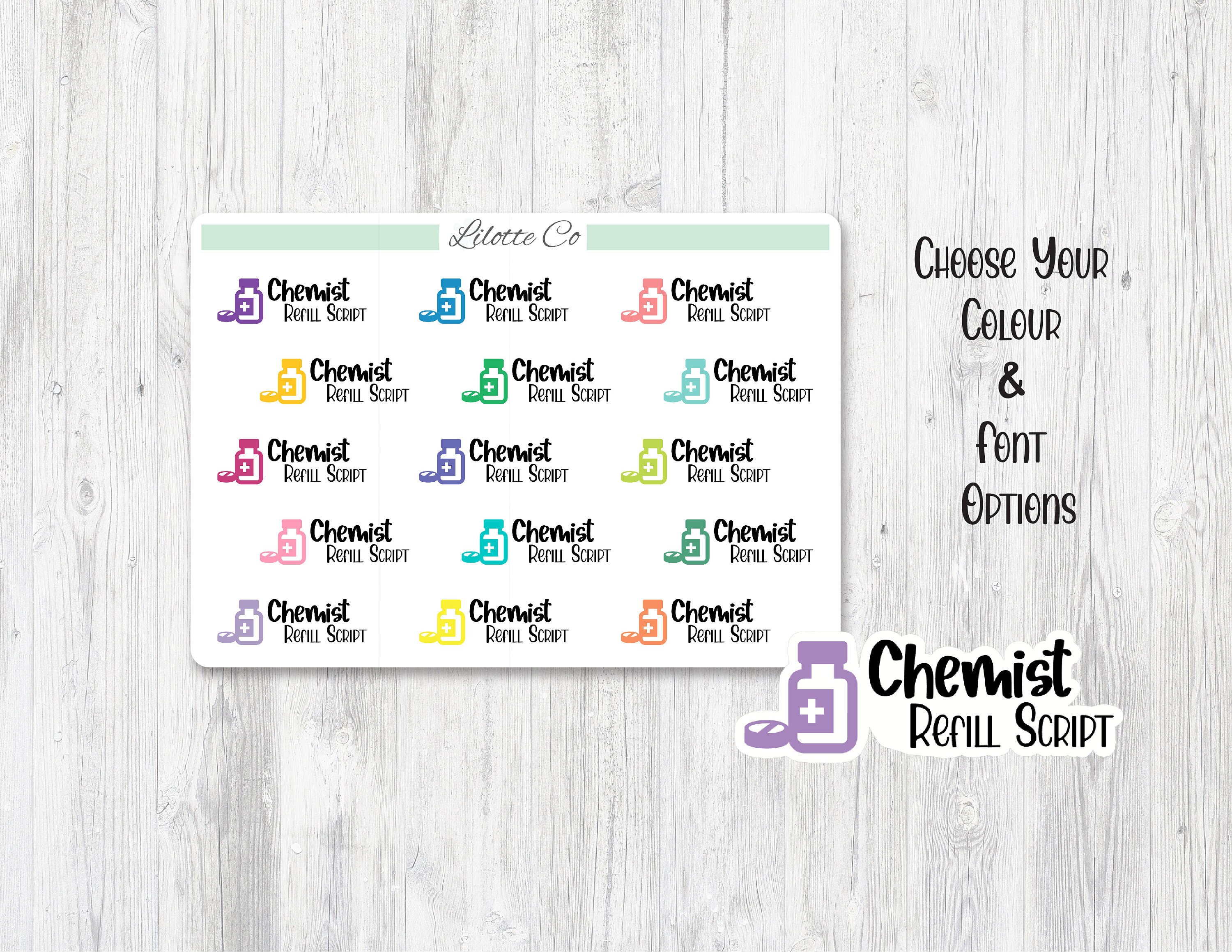 Chemist Refill Scripts Icon Reminder Stickers Prescription - Etsy Australia