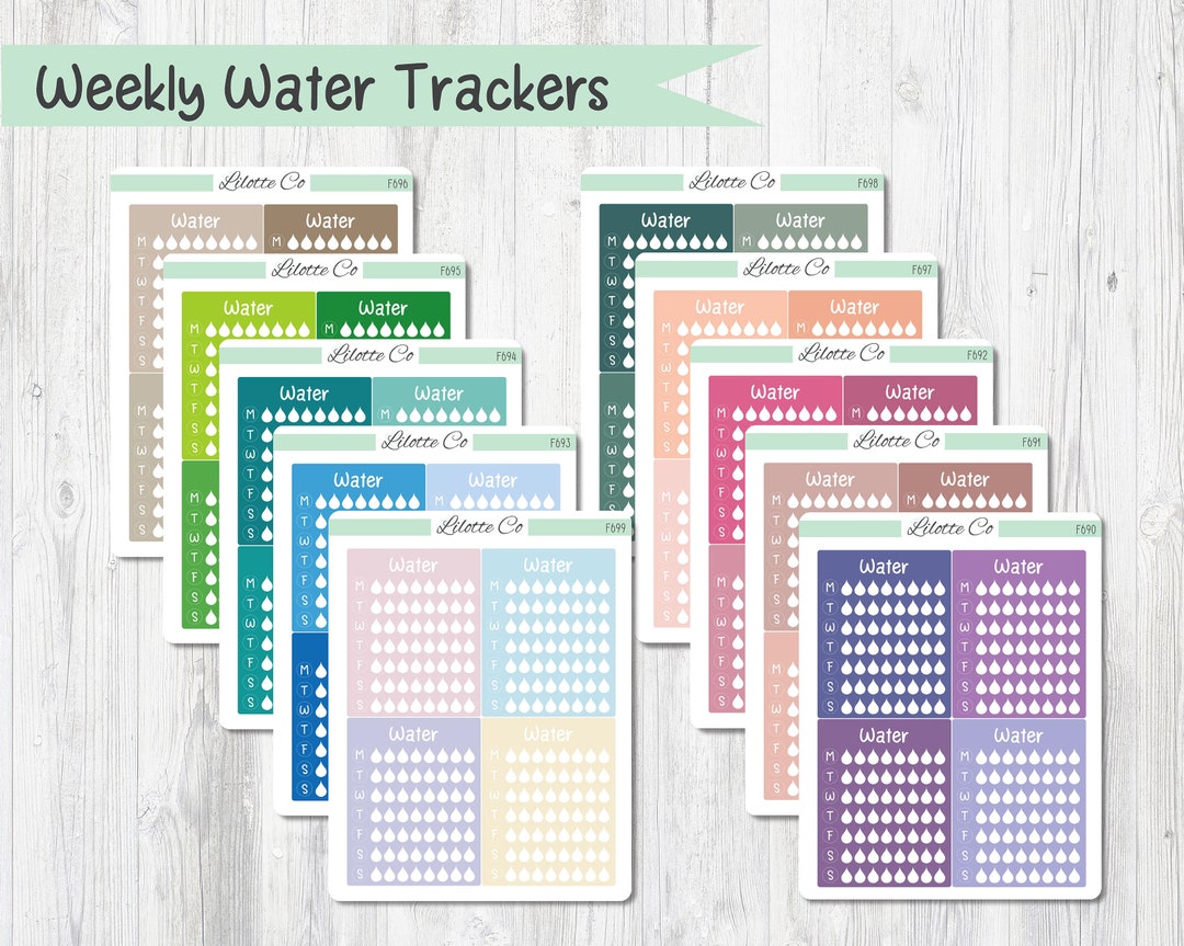 Weekly Water Tracker Stickers Water Intake Tracking Stickers H20 ...