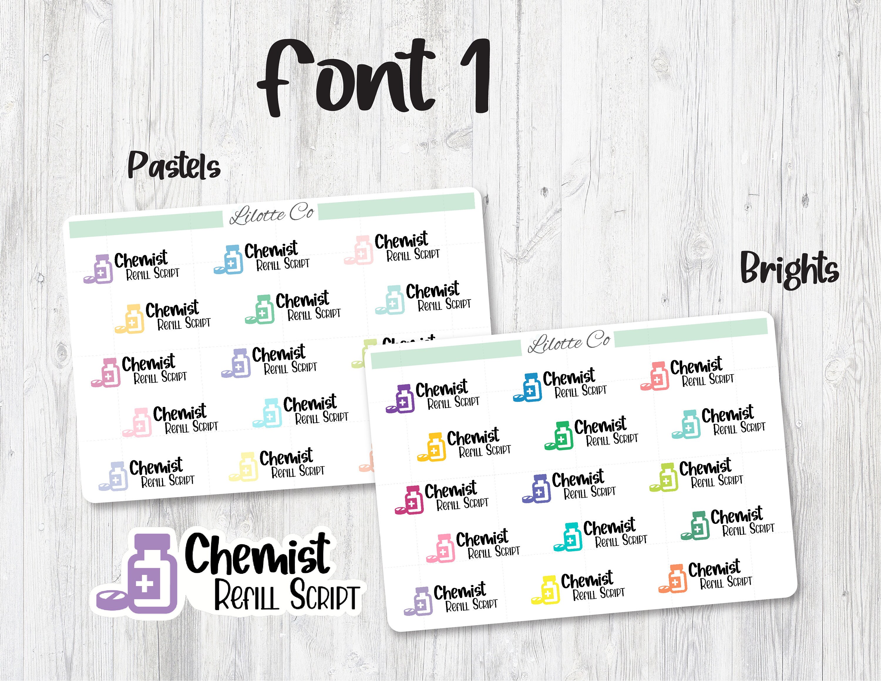 Chemist Refill Scripts Icon Reminder Stickers Prescription - Etsy Australia