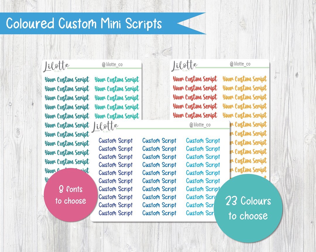 Coloured Custom Mini Script Stickers Planner Stickers Colour Coding ...