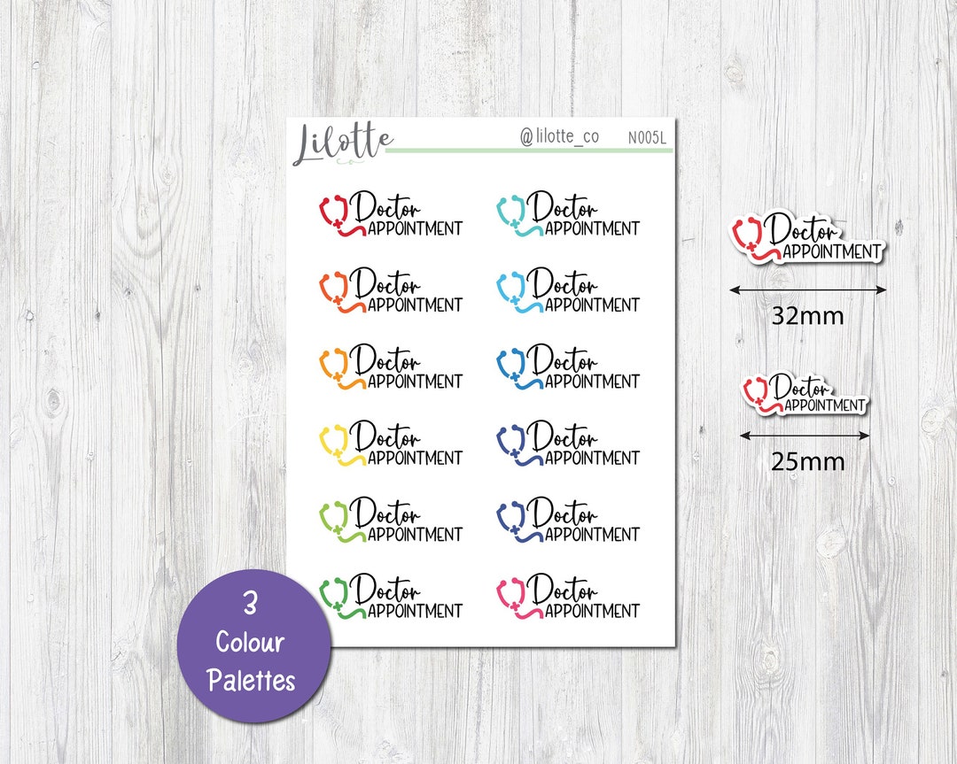 Doctor Appointment Planner Stickers Quarter Box Doctor Reminder Label ...