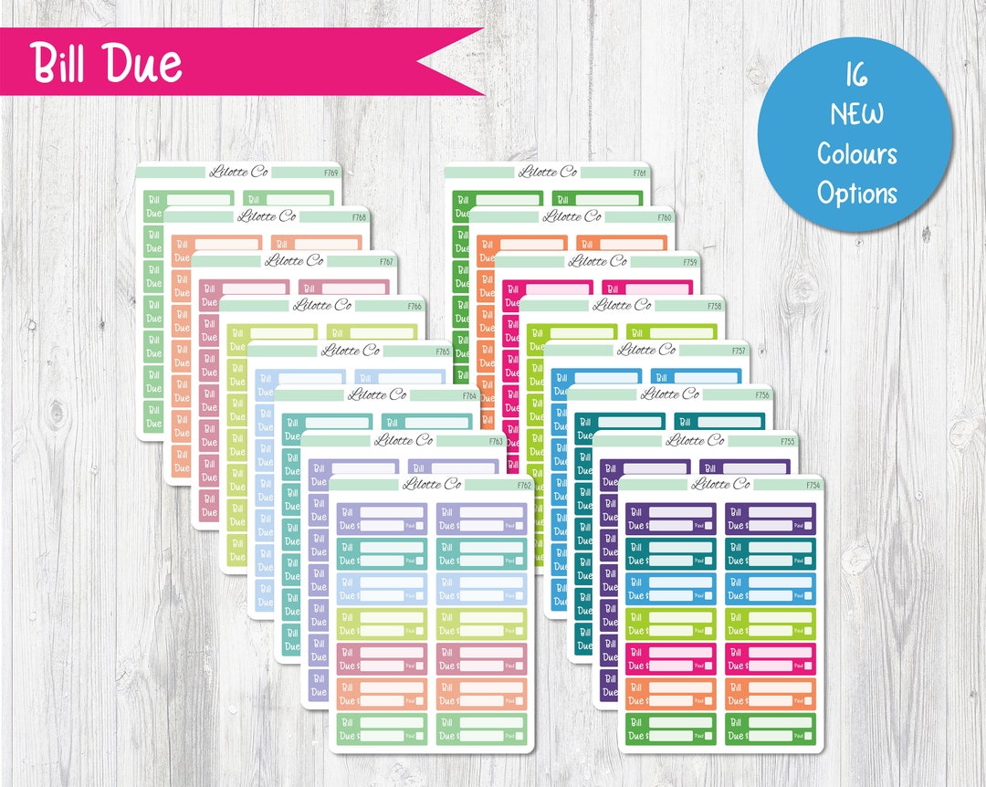 Bill Due Stickers Budget Sticker Vertical Planner EC Vertical Budget ...