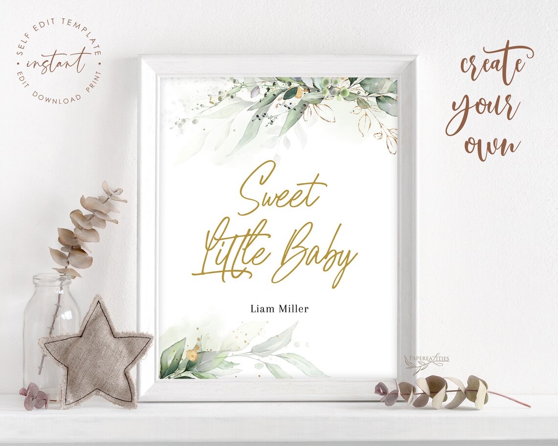Baby Shower Custom Sign Template Bundle Greenery Baby Shower - Etsy