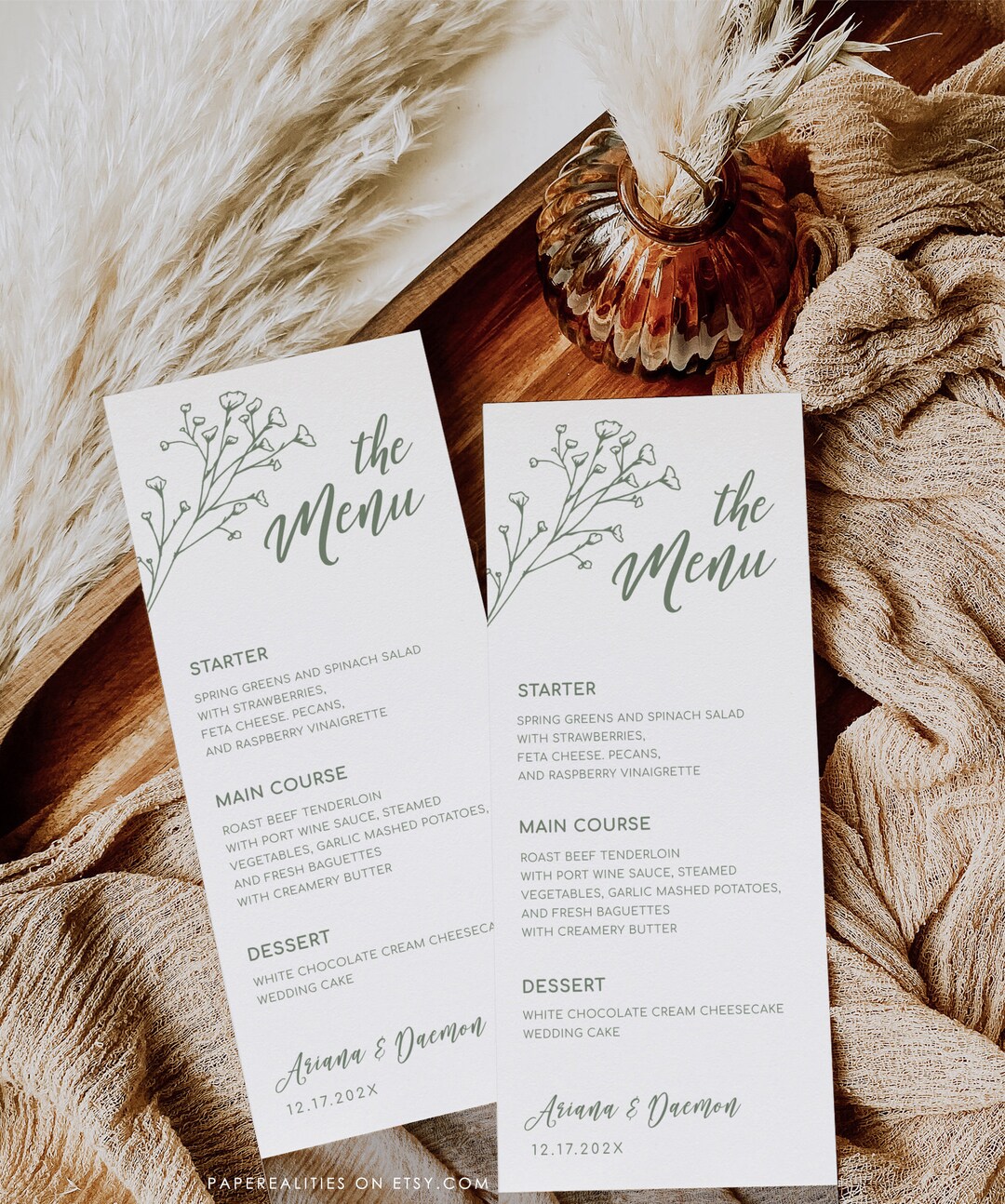 Wedding Menu Template, Printable Menu Card, Menu Card Template ...