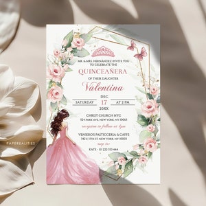 Editable Quinceañera Invitation Template, Mis Quince Anos Birthday ...