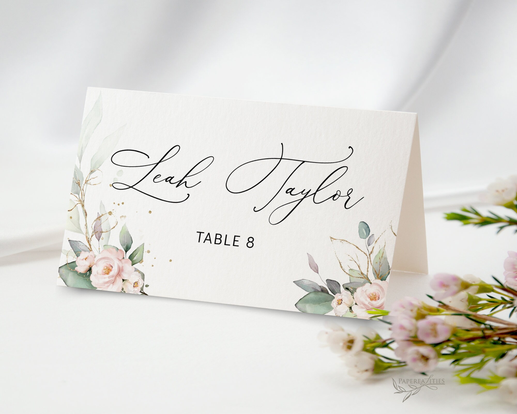 ELLIE Printable Wedding Place Card Template Wedding Name | Etsy