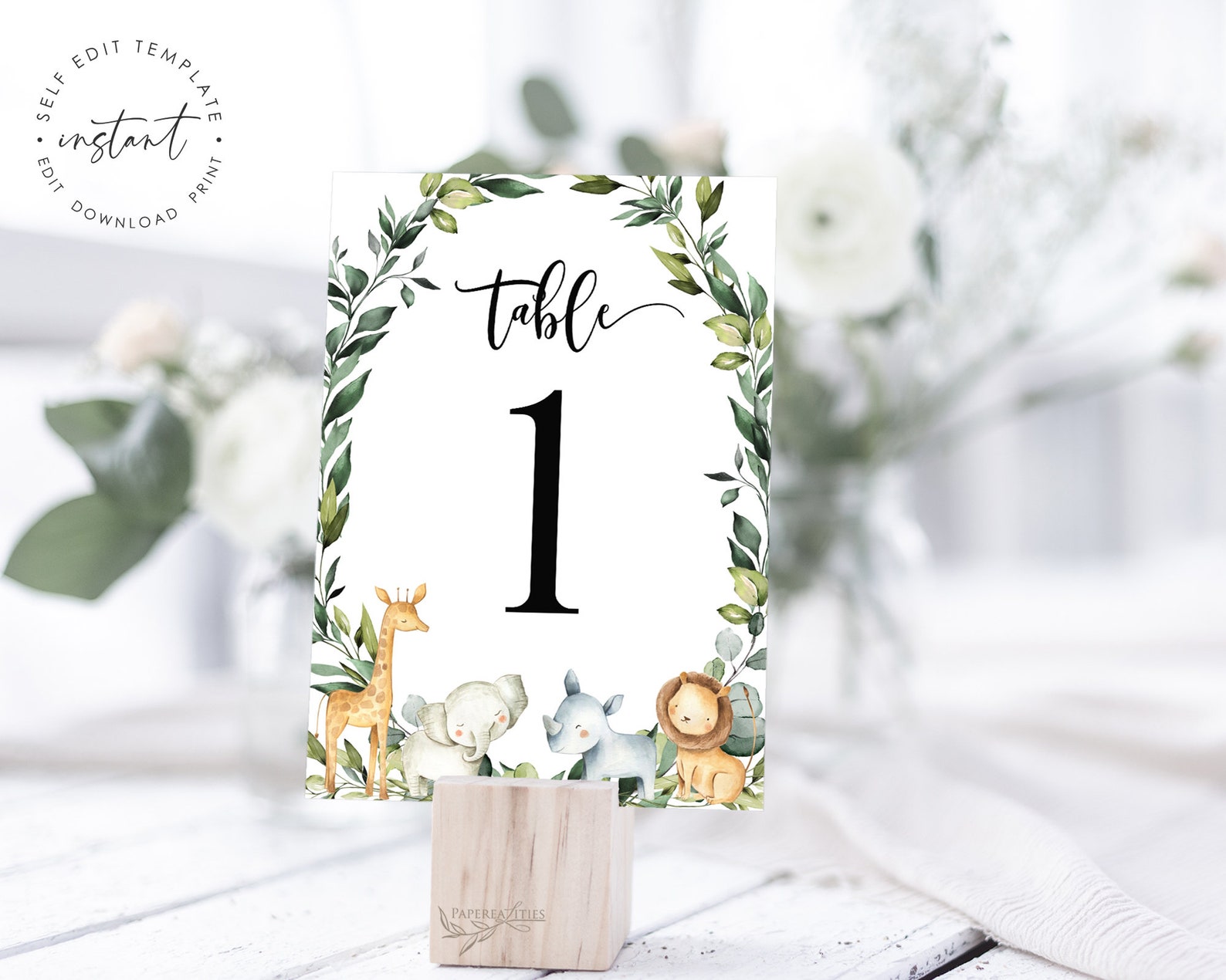 Safari Baby Shower Table Number Template Printable Table | Etsy
