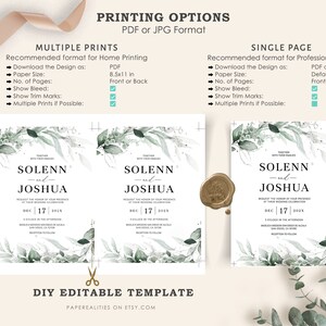 SOLENN - Leaf Wedding Invitation Template, Greenery Wedding Invites ...