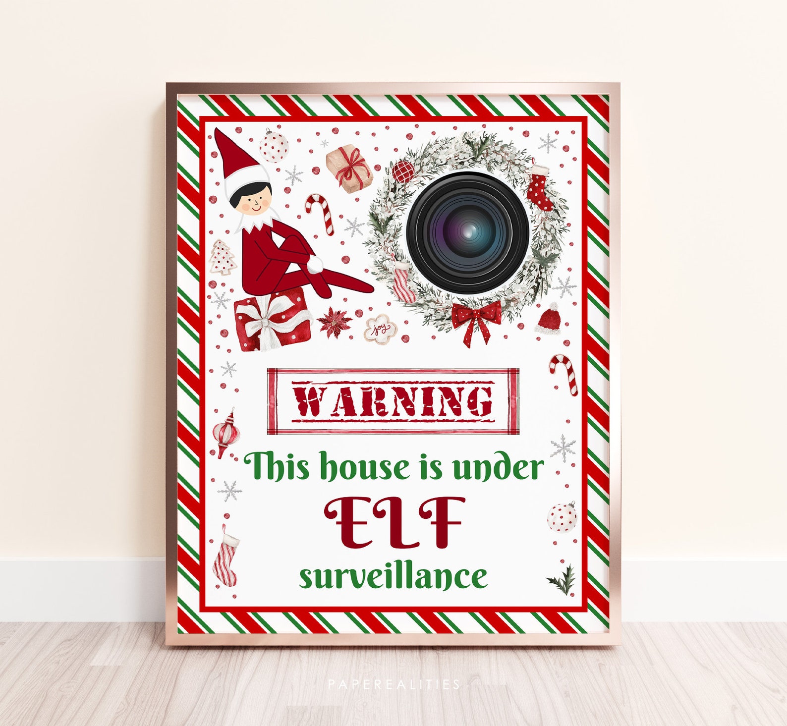 Elf Surveillance Sign: Printable Christmas Decor (digital Download) - Etsy
