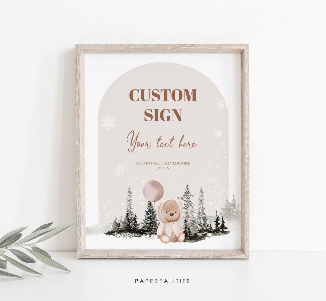 Neutral Winter Baby Shower Custom Sign Woodland Baby Shower Sign ...