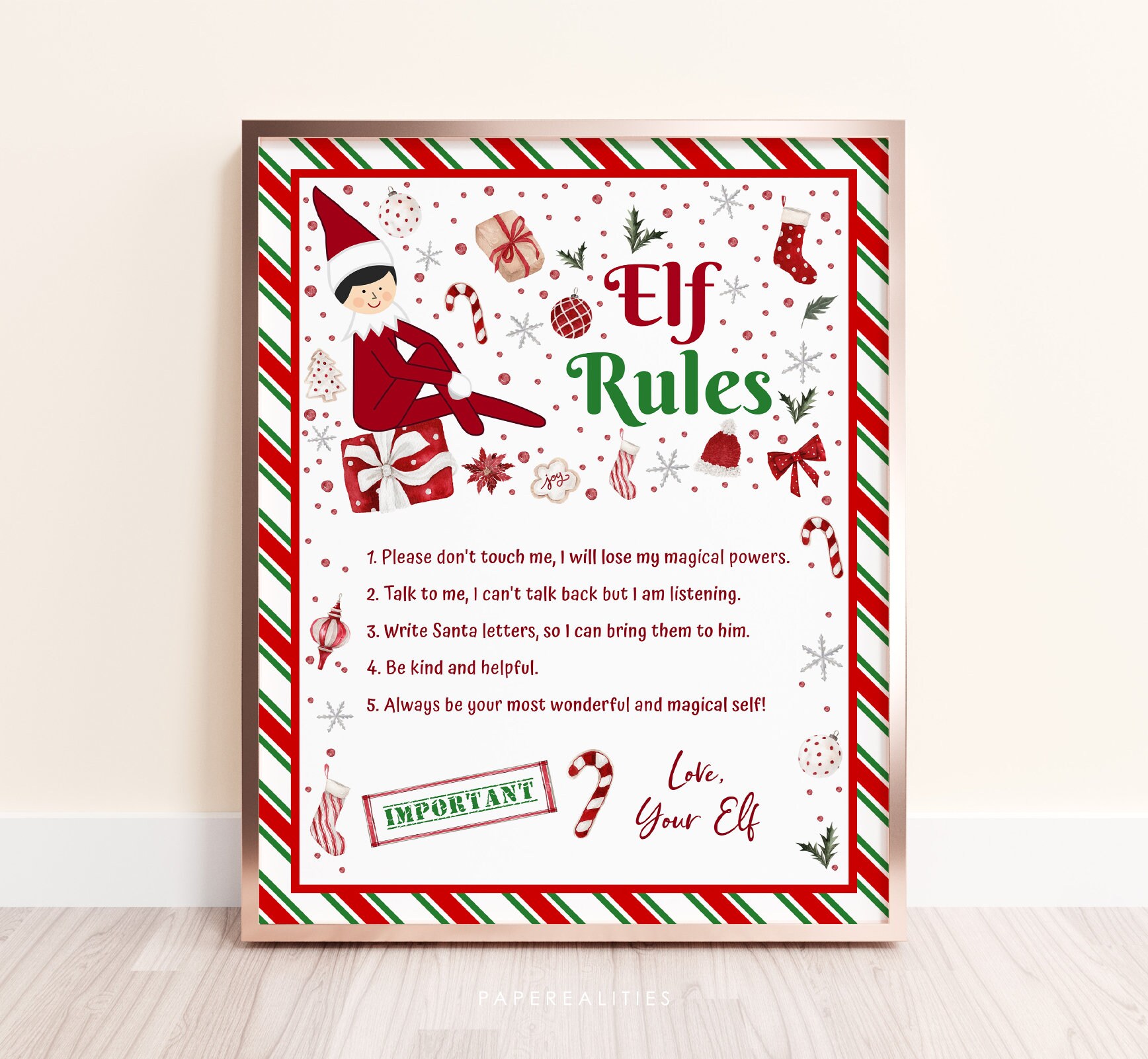 Editable Elf Rules Sign: Christmas Printable (digital Download) - Etsy
