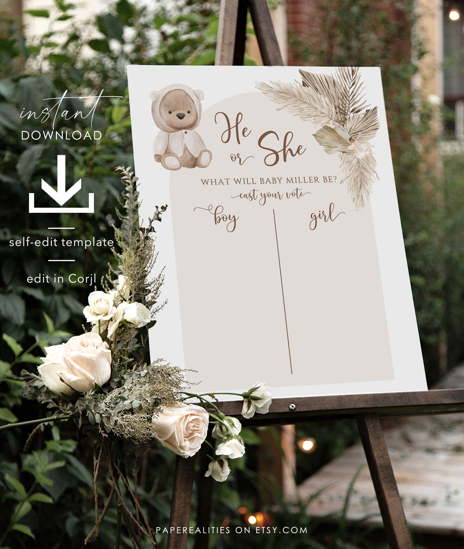 Gender Reveal Voting Sign Template, Guess the Gender Game, What Will ...
