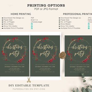 Christmas Party Invitation, Editable Printable Christmas Themed Party ...