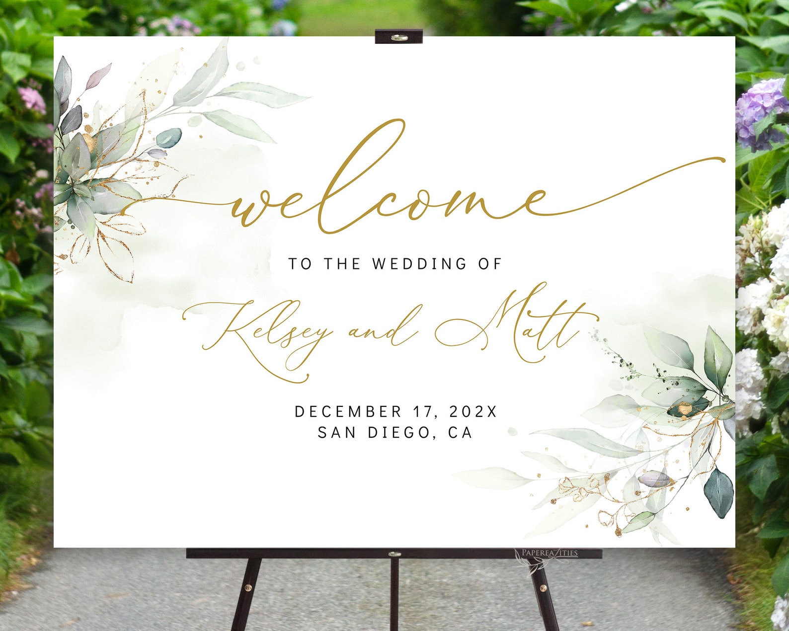 KELSEY Minimalist Greenery Wedding Welcome Sign Template - Etsy