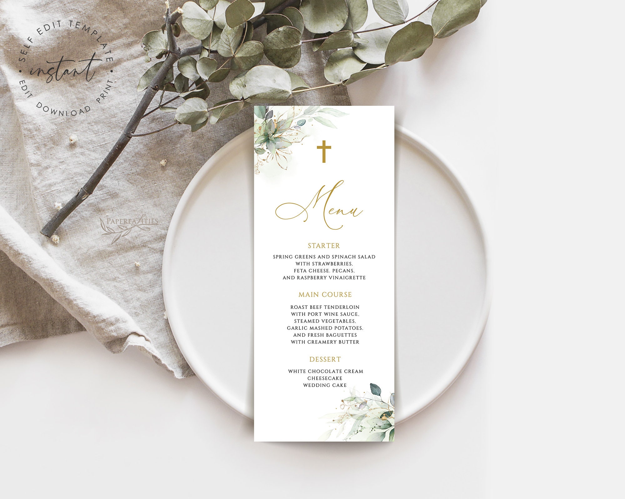 Baptism Menu Card Template Download Editable Menu Card - Etsy