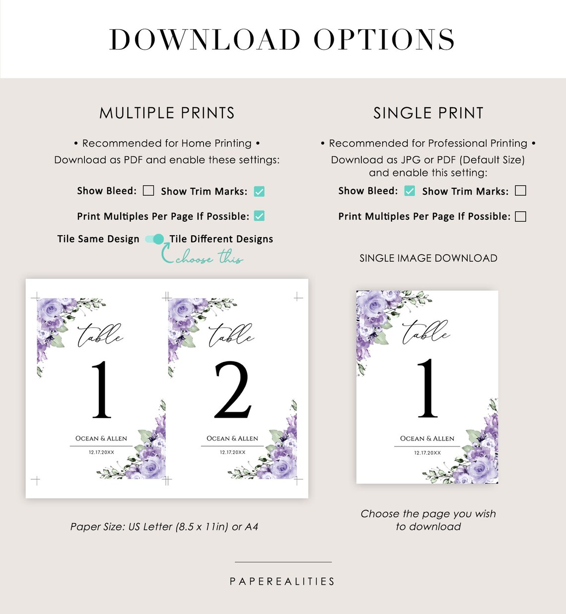 Lavender Floral Wedding Table Number Template (instant Download) - Etsy