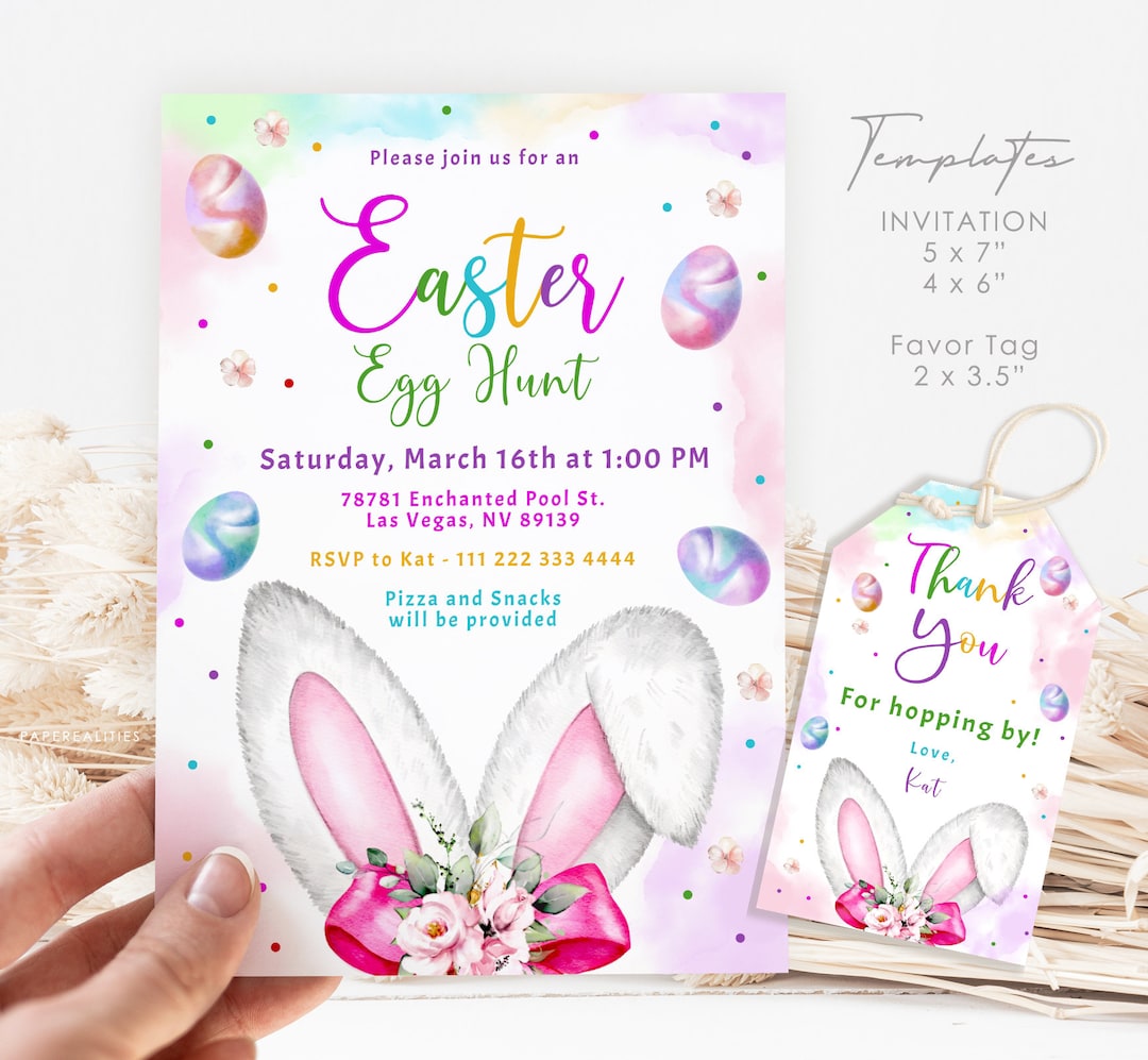Easter Hunt Party Invitation Template, Editable Easter Egg Hunt ...