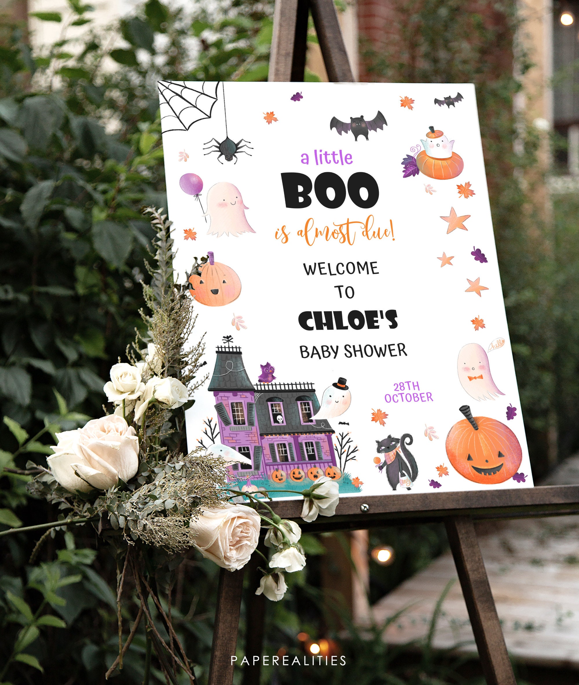 Little Boo Baby Shower Welcome Sign: Halloween Theme (DIY Template) - Etsy