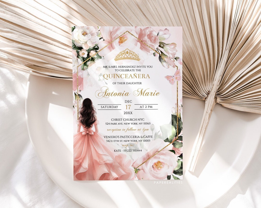Plantilla de invitación de quinceañera editable, cumpleaños de Mis ...
