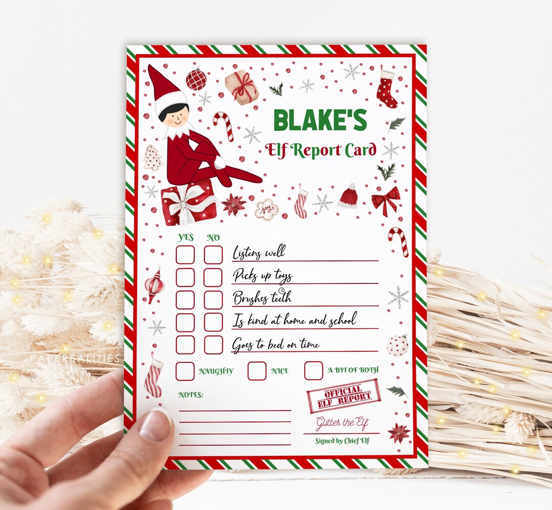 Editable Elf Report Card, Elf Report Card Template, Naughty or Nice ...