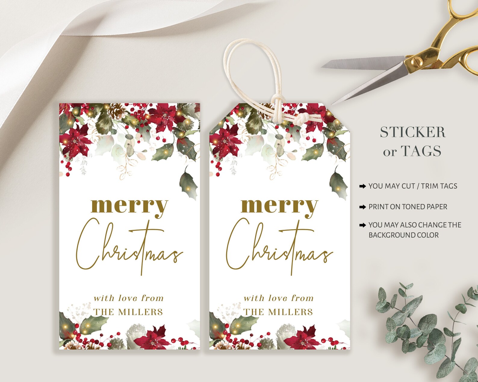 Christmas Tag Template, Personalized Christmas Tag, Holiday Gift Tag ...