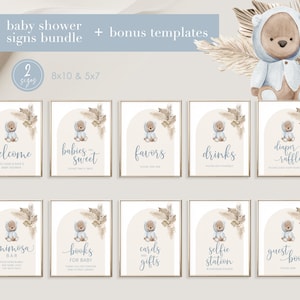 Bear Baby Shower Signs Bundle Template, Printable Baby Shower Table ...