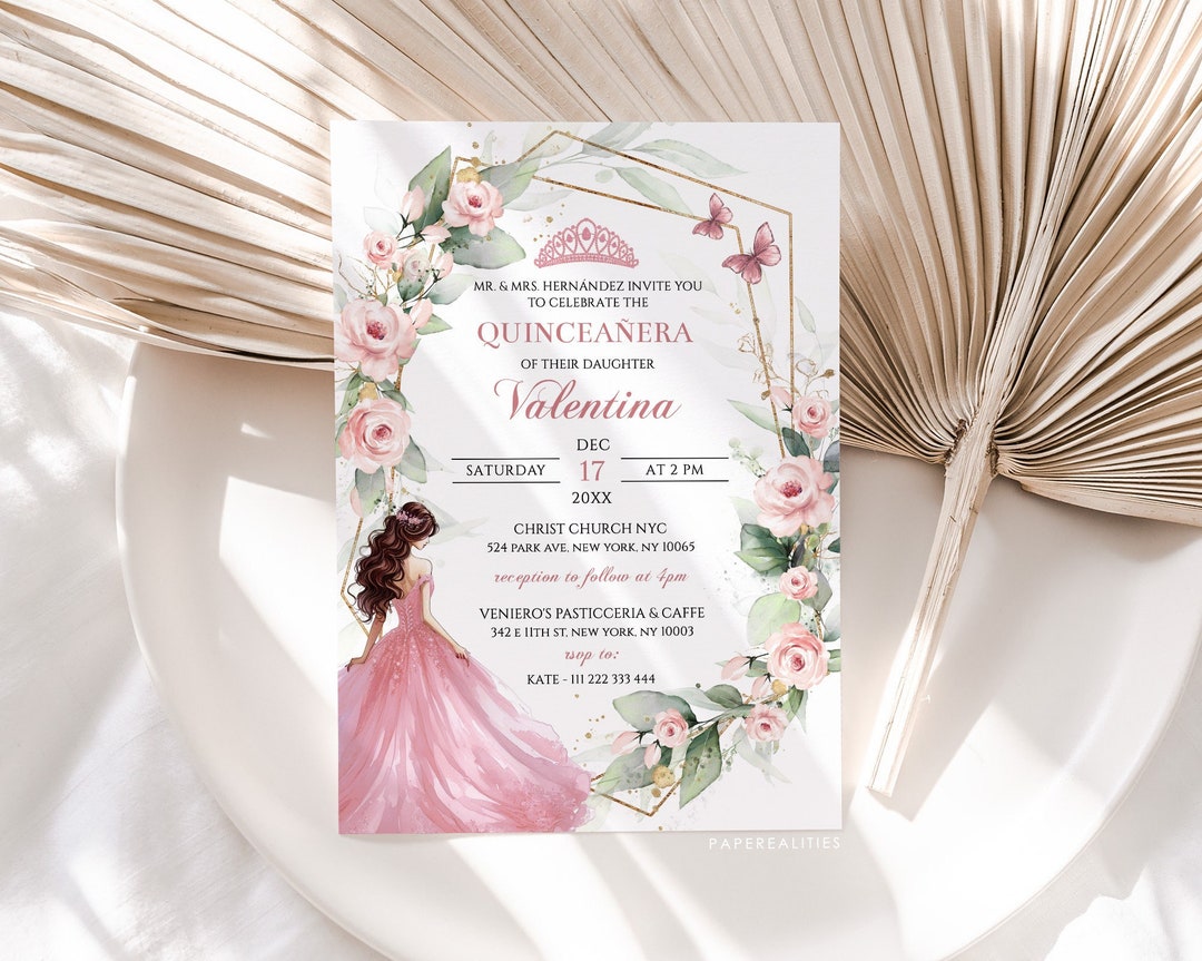 Editable Quinceañera Invitation Template, Mis Quince Anos Birthday ...