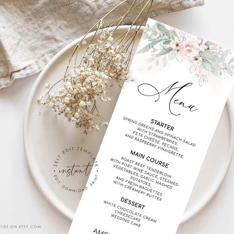 Floral Menu - Etsy