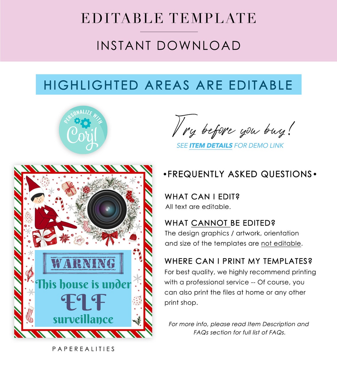 Elf Surveillance Sign: Printable Christmas Decor (digital Download) - Etsy