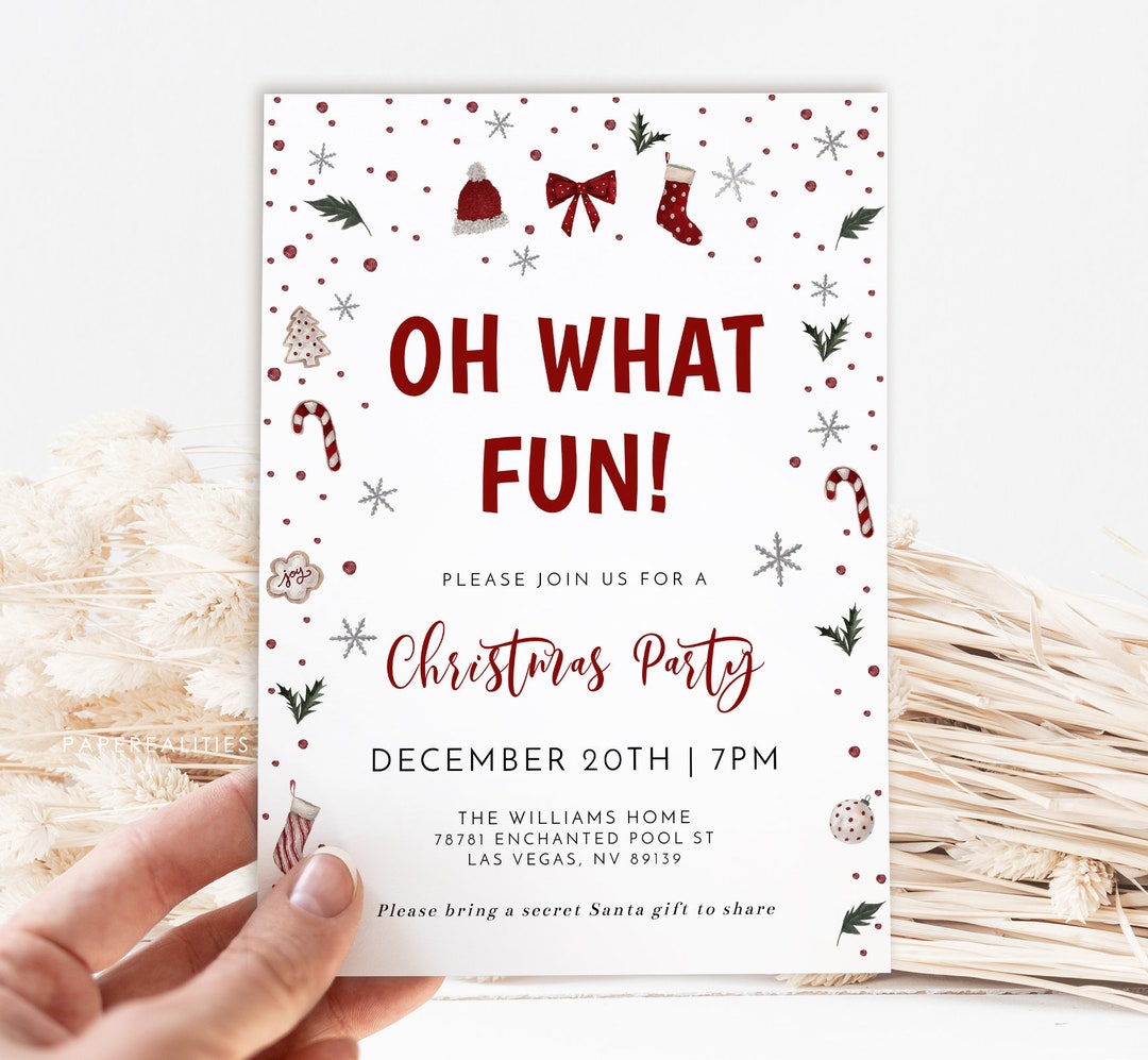 Editable Christmas Party Invitation Template: Winter Holiday Invite ...