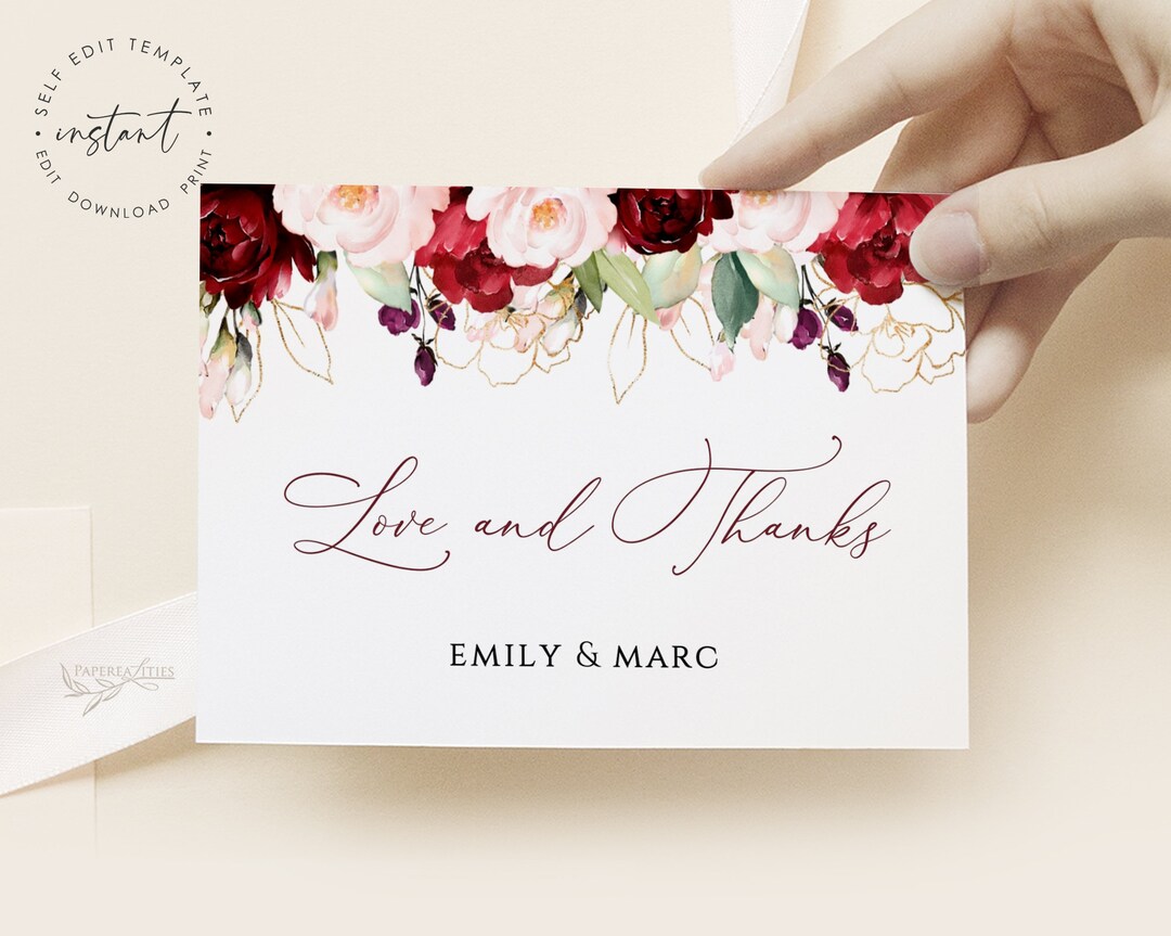 EMILY Wedding Thank You Card Printable Thank You Note - Etsy