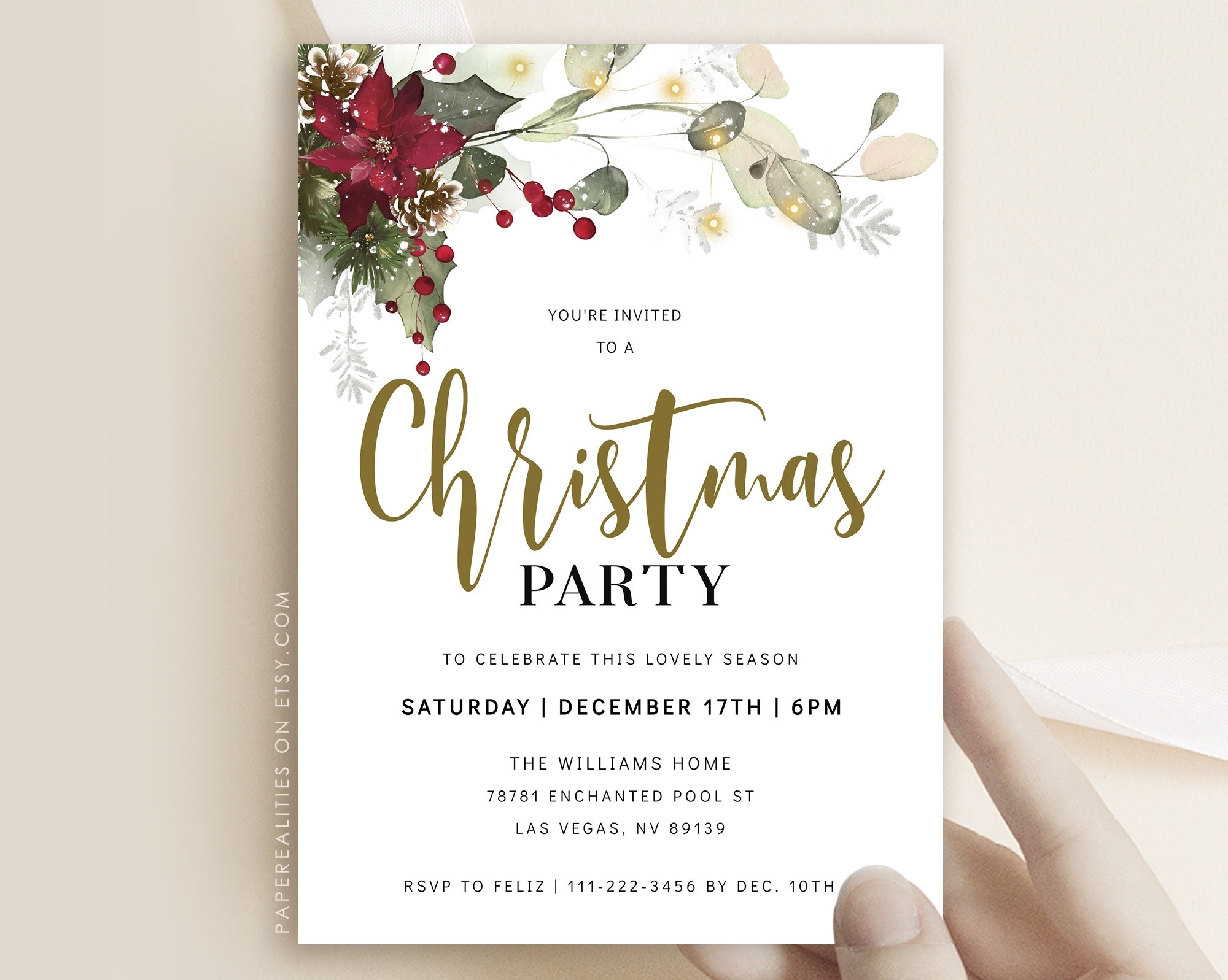 Editable Christmas Party Invitation Winter Christmas Party - Etsy