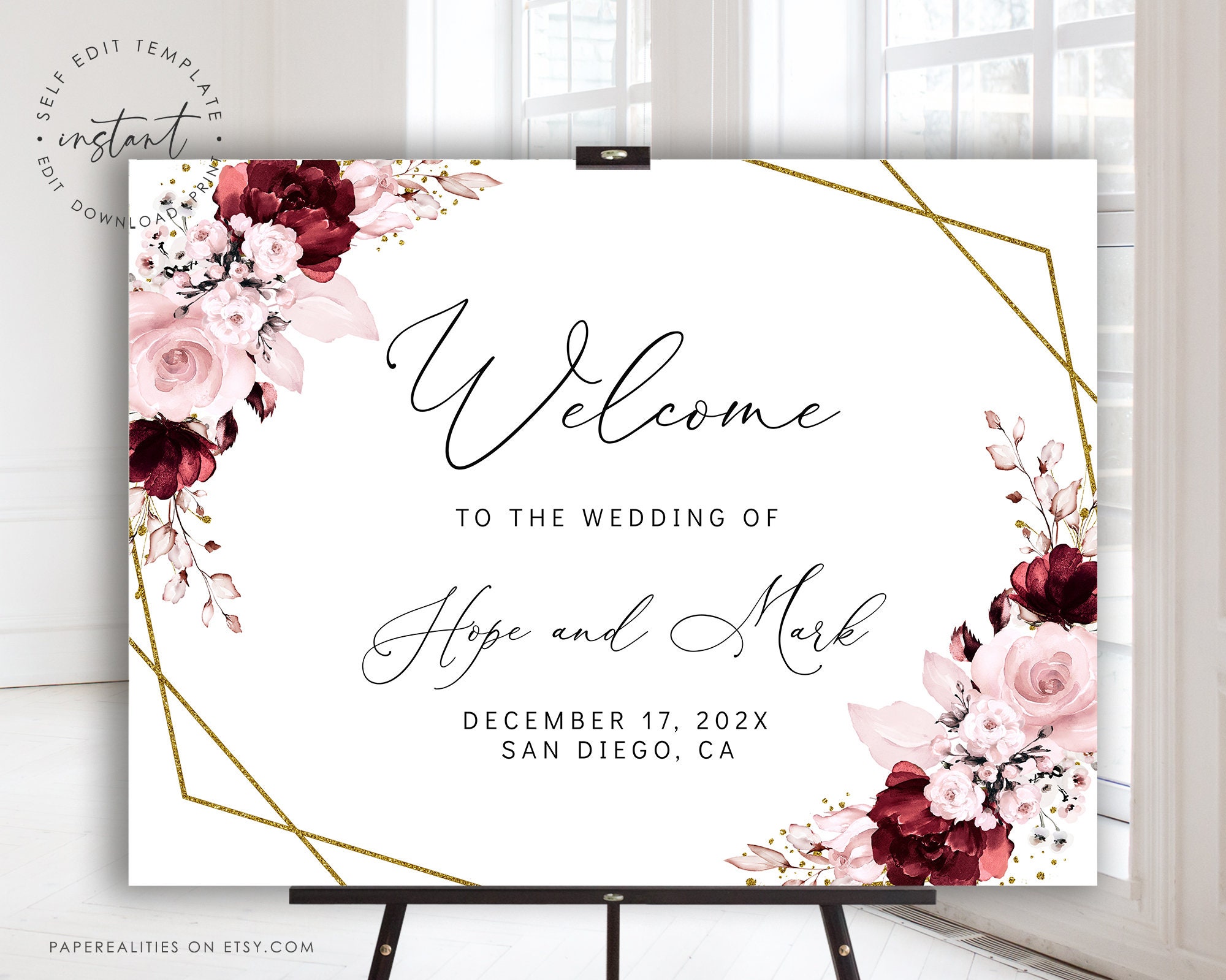 HOPE Wedding Welcome Sign Template Printable Welcome Sign - Etsy