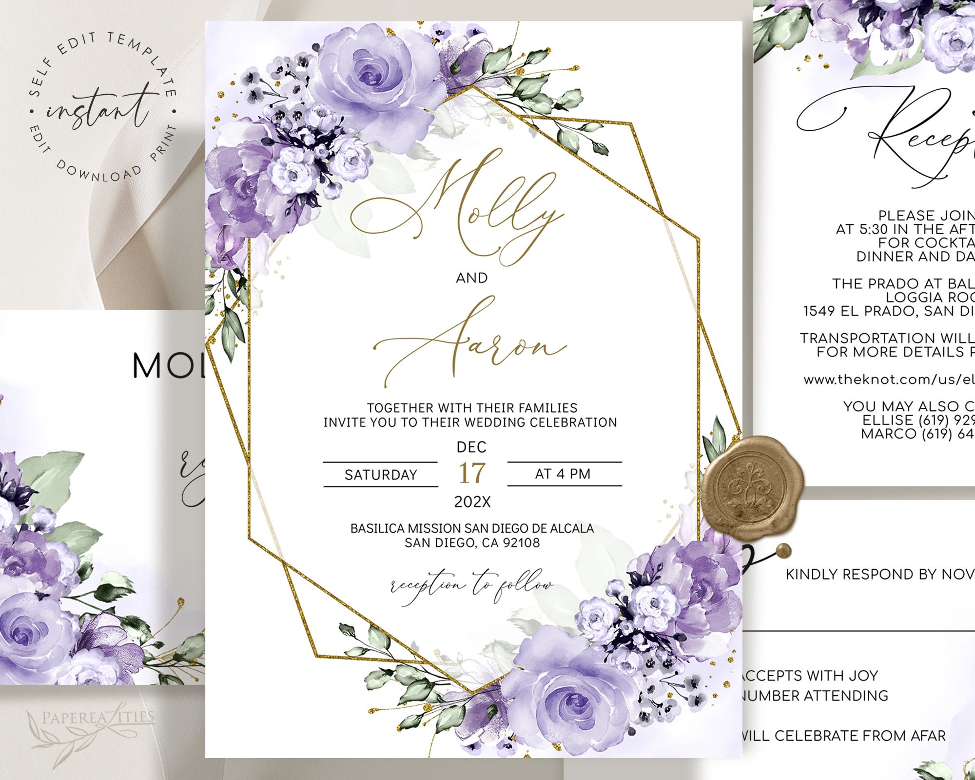 Lilac And Gold Wedding