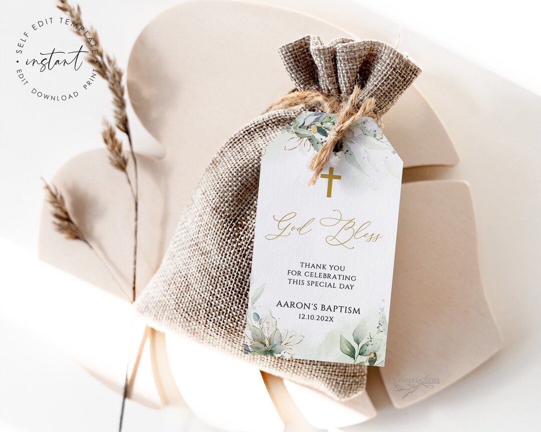 Baptism Favor Tag Template, Baptism Gift Tags, Christening Favor Tag ...