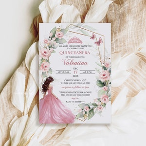 Editable Quinceañera Invitation Template, Mis Quince Anos Birthday ...