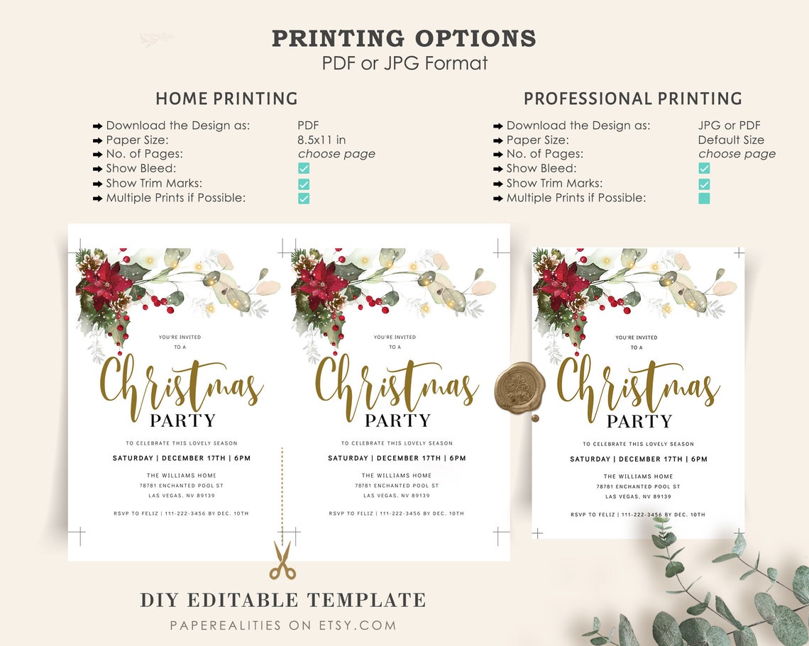 Editable Christmas Party Invitation Winter Christmas Party - Etsy