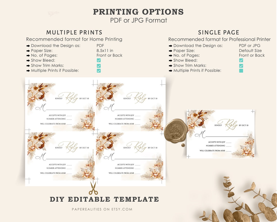 CHLOE Boho Neutral Wedding Invitation Template Modern Beige - Etsy