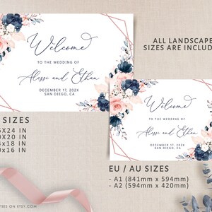ALESSI - Wedding Welcome Sign Template, Printable Welcome Poster Floral ...