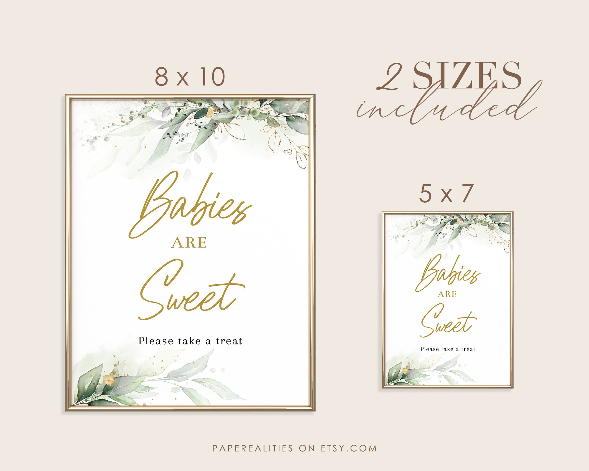 Baby Shower Custom Sign Template Bundle Greenery Baby Shower - Etsy