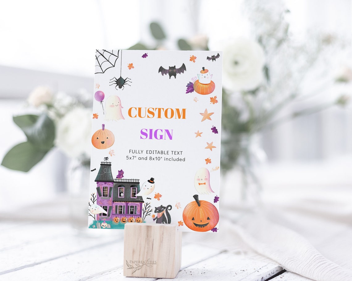 Editable Halloween Sign Template: Custom Baby Shower Decor (5x7 8x10 ...